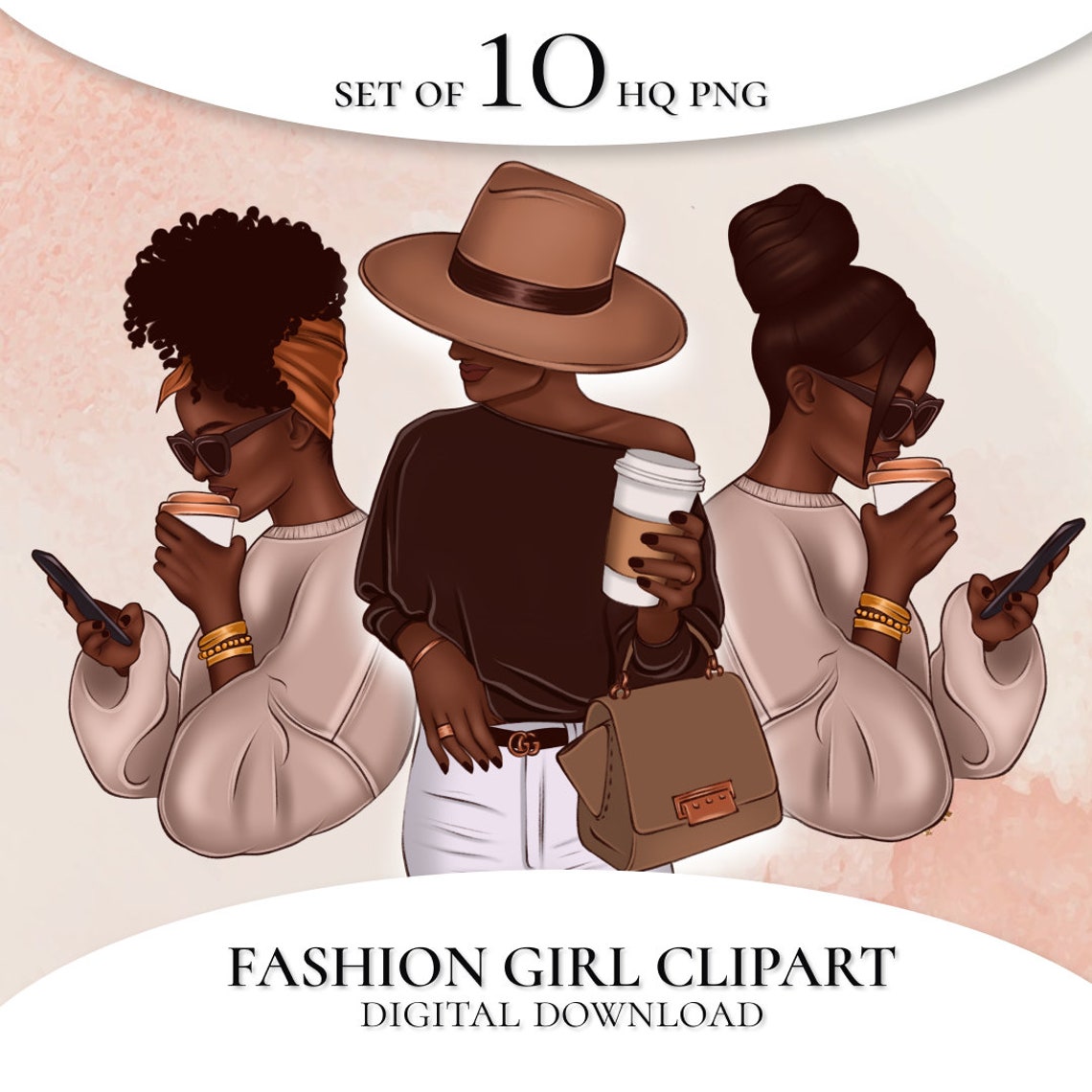 African American Clipart, Fashion Girl Clipart, Digital Planner ...