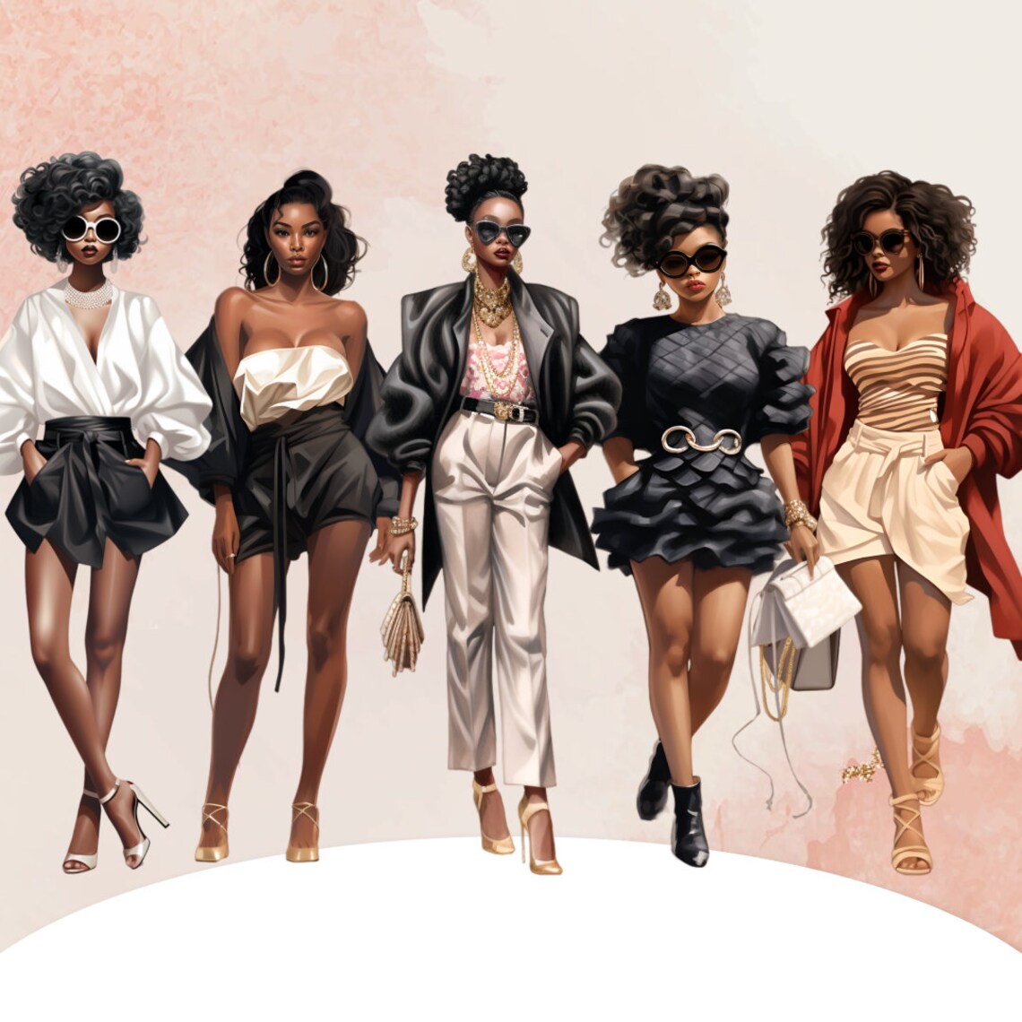 African American Clipart, Fashion Girl Clipart, Digital Planner ...