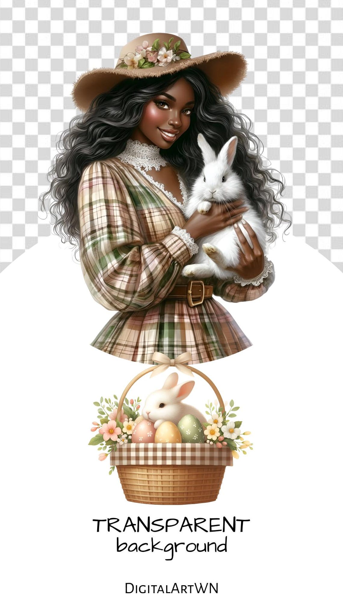 Black Women Easter Clipart PNG, Spring Women Clipart, African American ...