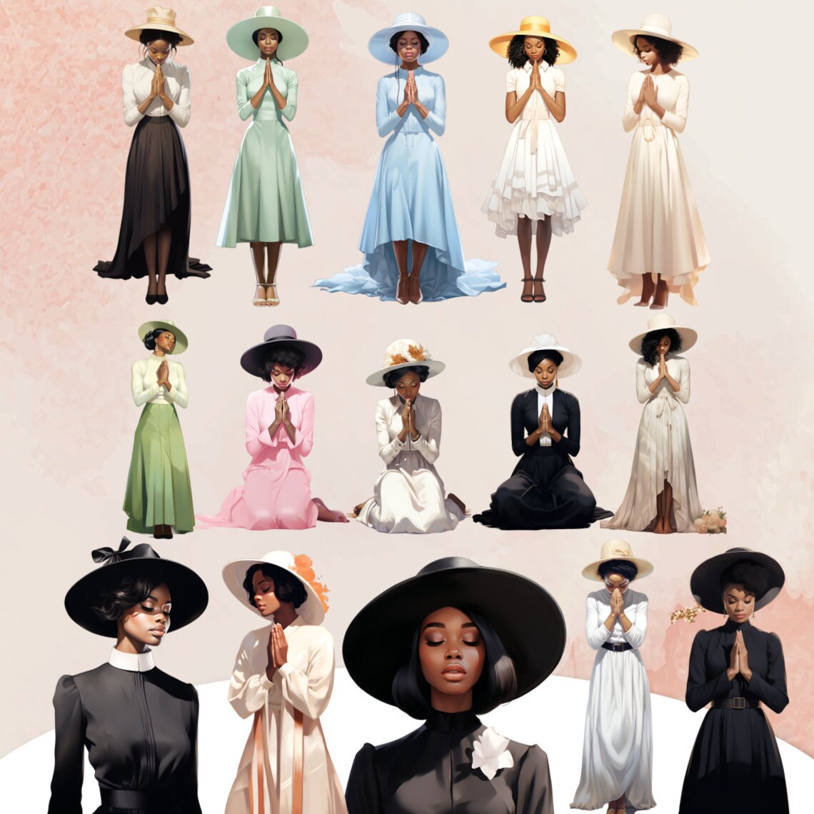 Praying Sisters Clipart Black Women Clipart Women of Color - Etsy