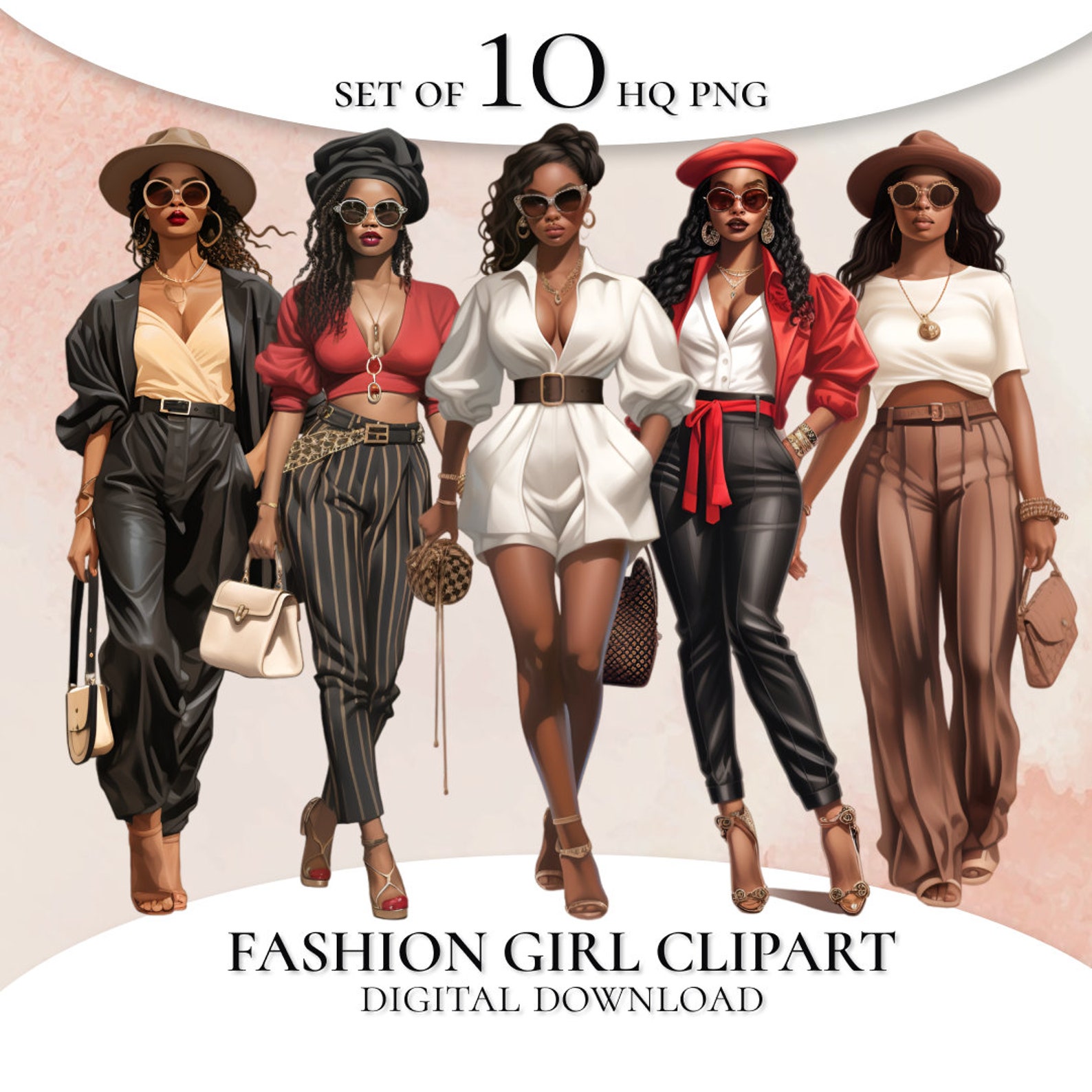 Summer Girl Clipart, Black Women Clipart, Curvy Black Women Clipart ...