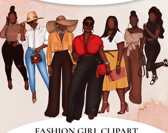 African American Clipart, Fashion Girl Clipart, Digital Planner ...