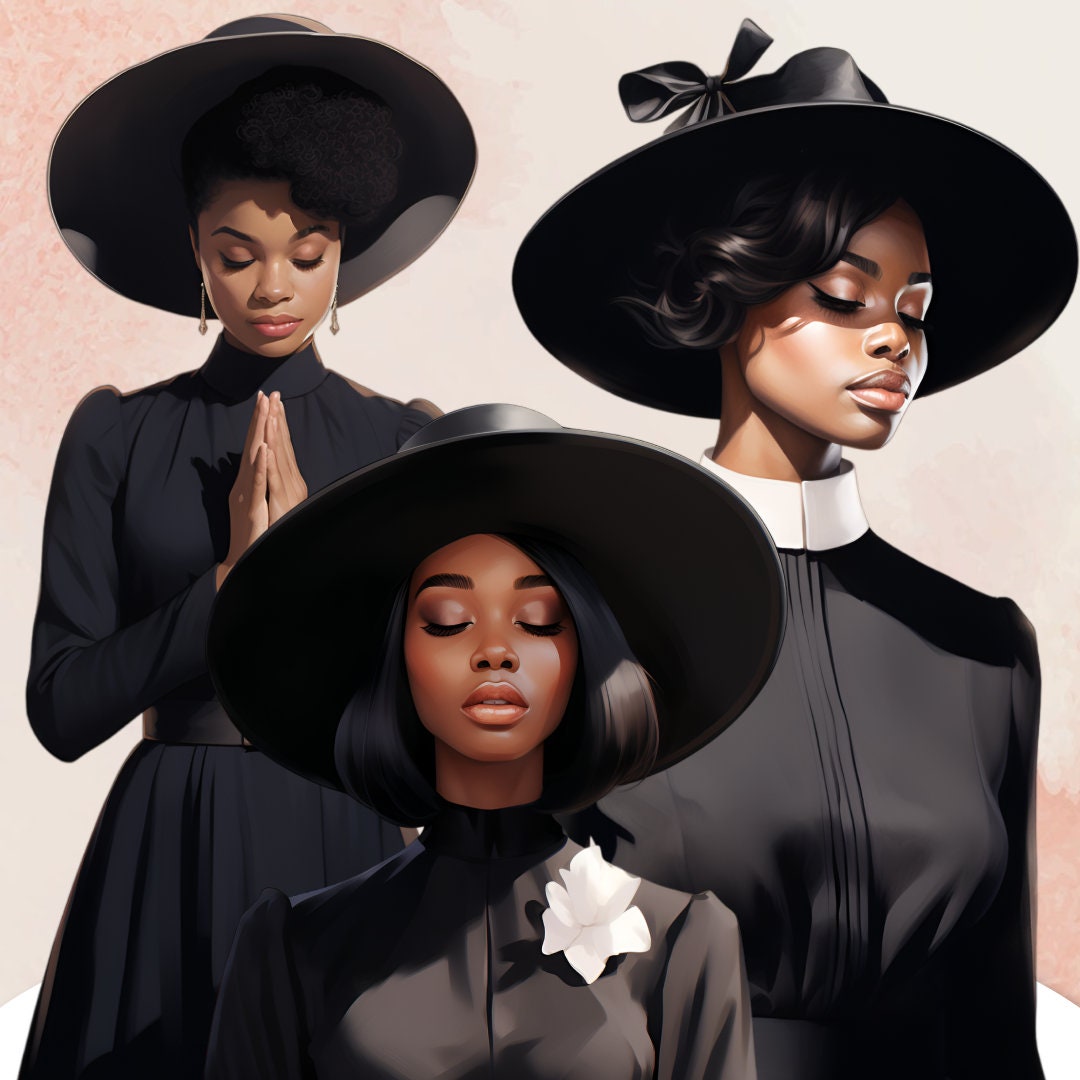 Praying Sisters Clipart, Black Women Clipart, Women of Color Clipart ...
