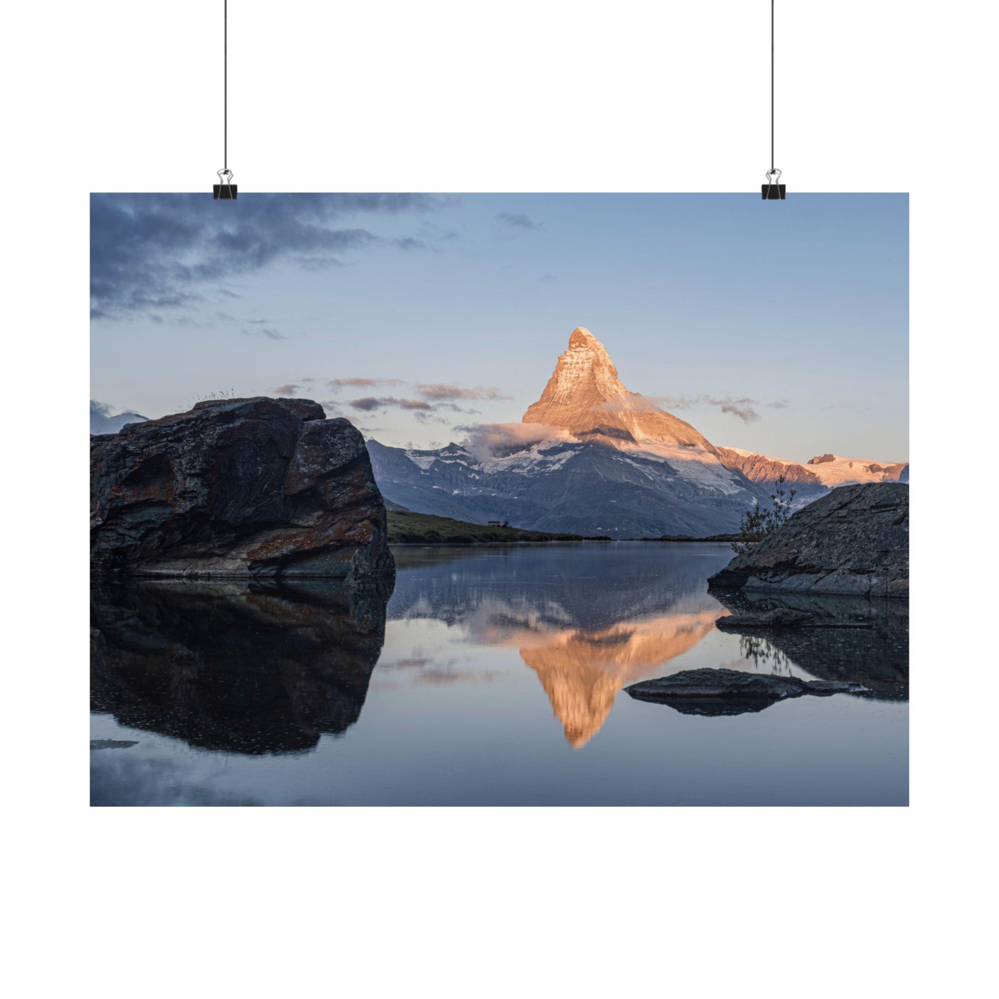 Satin Poster, Matterhorn Landscape Reflections Sunrise, Home Decor Wall ...