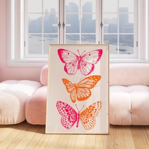 Pink Orange Butterfly Print, Trendy Boho Wall Art (digital Download) - Etsy