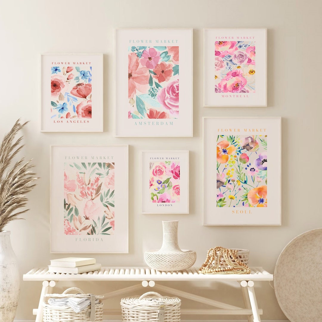Flower Market Set of 6, Gallery Wall Set, Flower Market Print ...