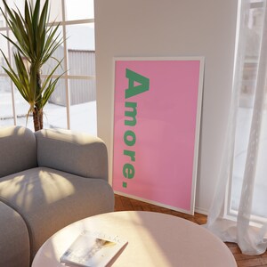 Green and Magenta Pink Amore Printable, French Love Quote Poster ...