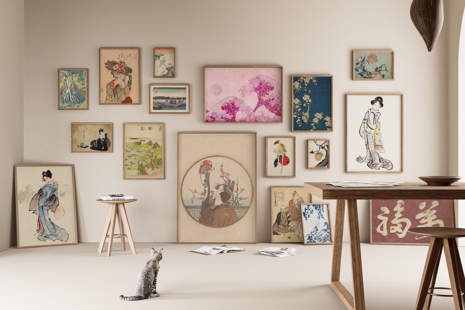 Maximalist Japanese Wall Art, Eclectic Vintage Gallery Wall Set ...