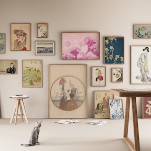 Maximalist Japanese Wall Art, Eclectic Vintage Gallery Wall Set ...