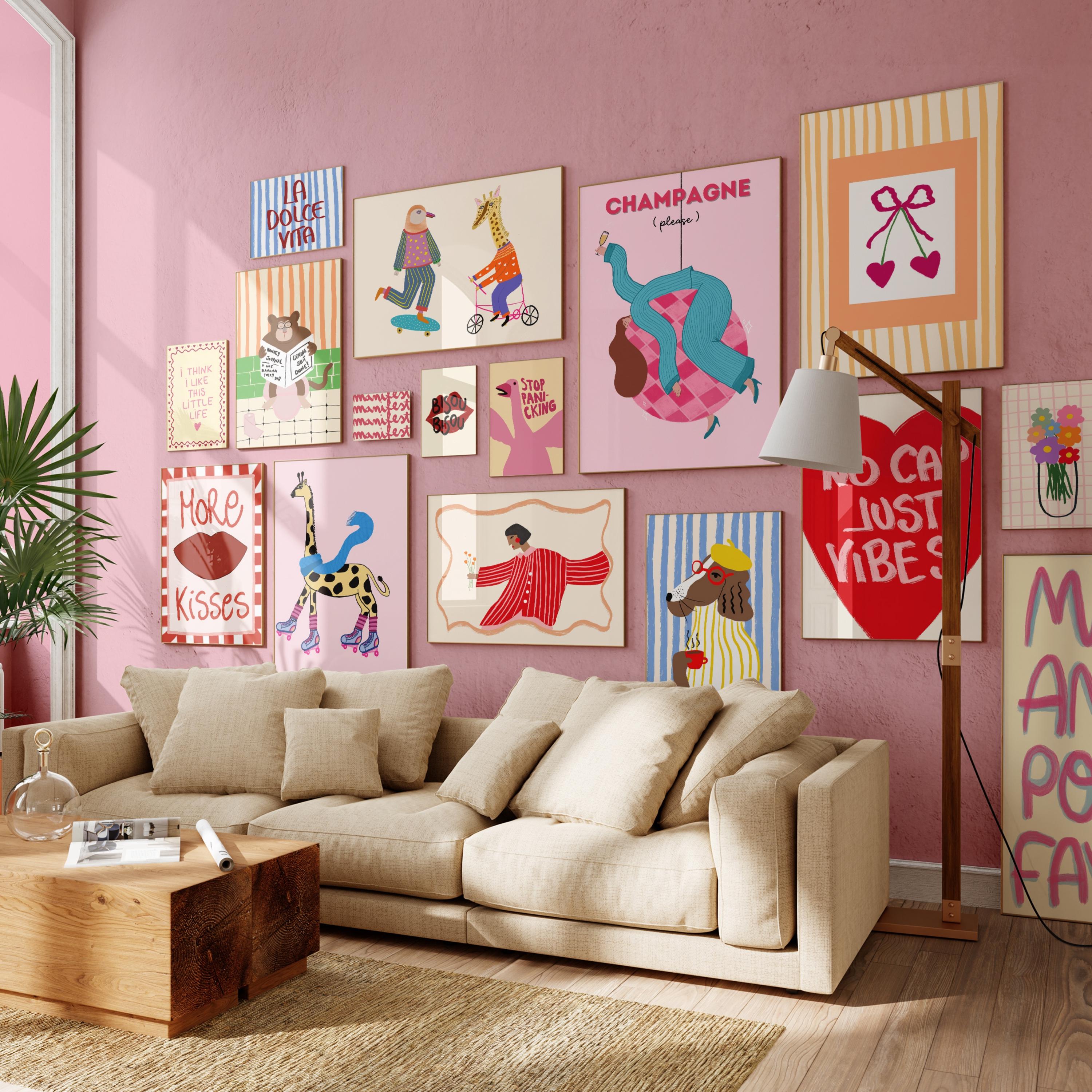 Maximalist Gallery Wall Set of 100, Maximalist Wall Art, Hand Drawing ...