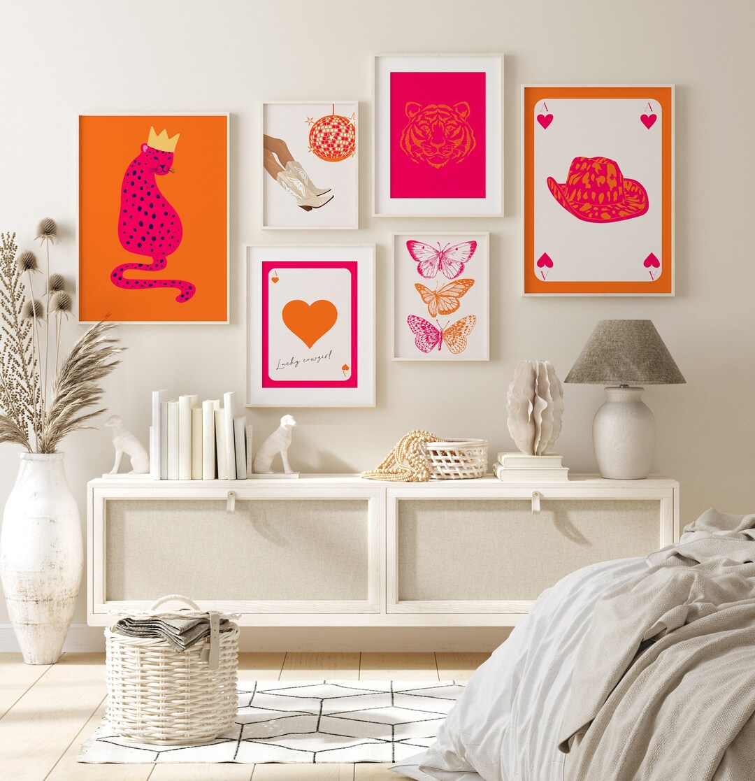 Preppy Gallery Wall Set, Trendy Wall Art Poster Set, Maximalist Decor ...