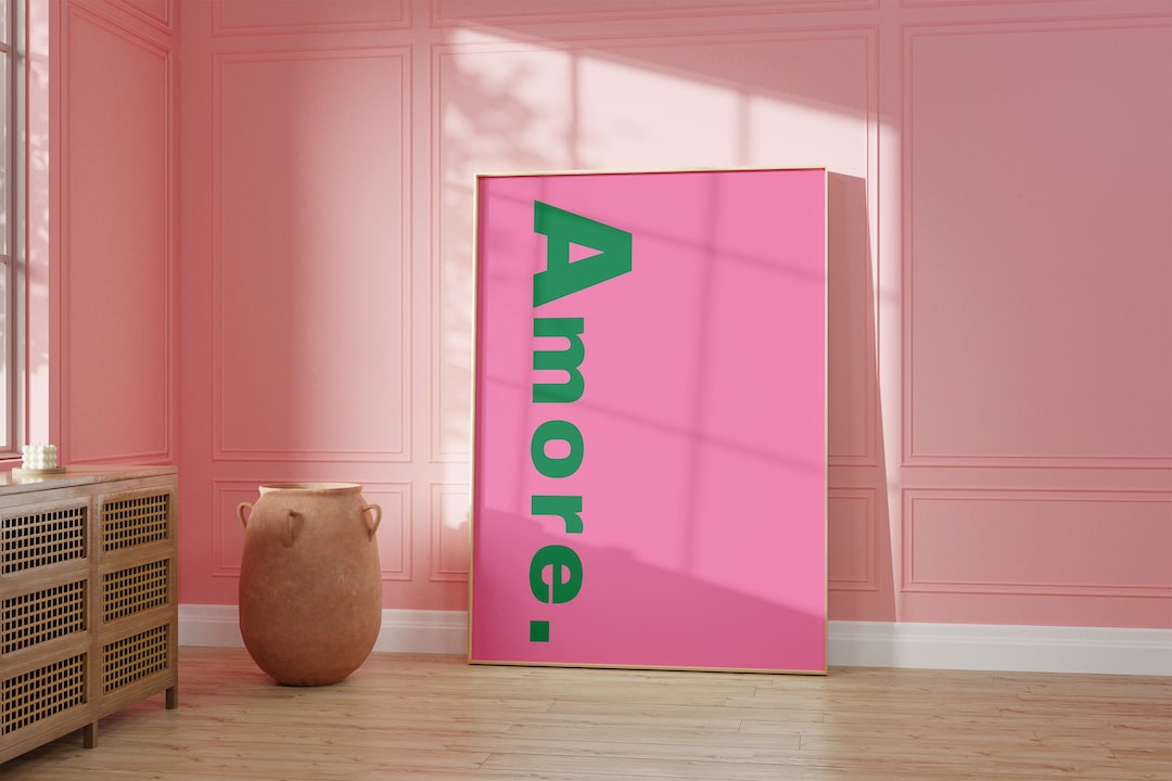 Green and Magenta Pink Amore Printable French Love Quote - Etsy