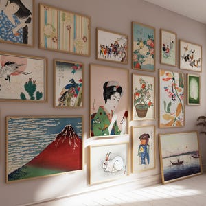 Maximalist Japanese Wall Art, Eclectic Vintage Gallery Wall Set ...