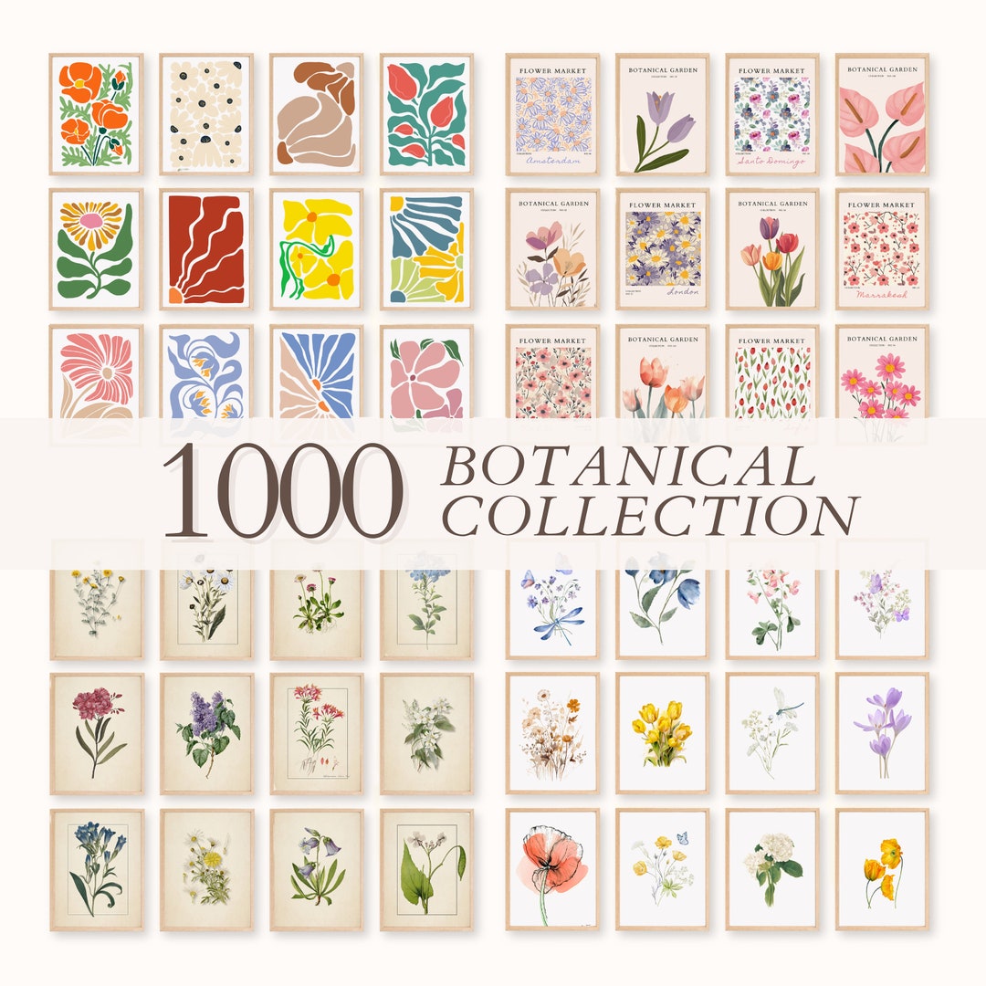 Flower Market Print Set of 1000 Flower Gallery Wall Set, Abstract ...