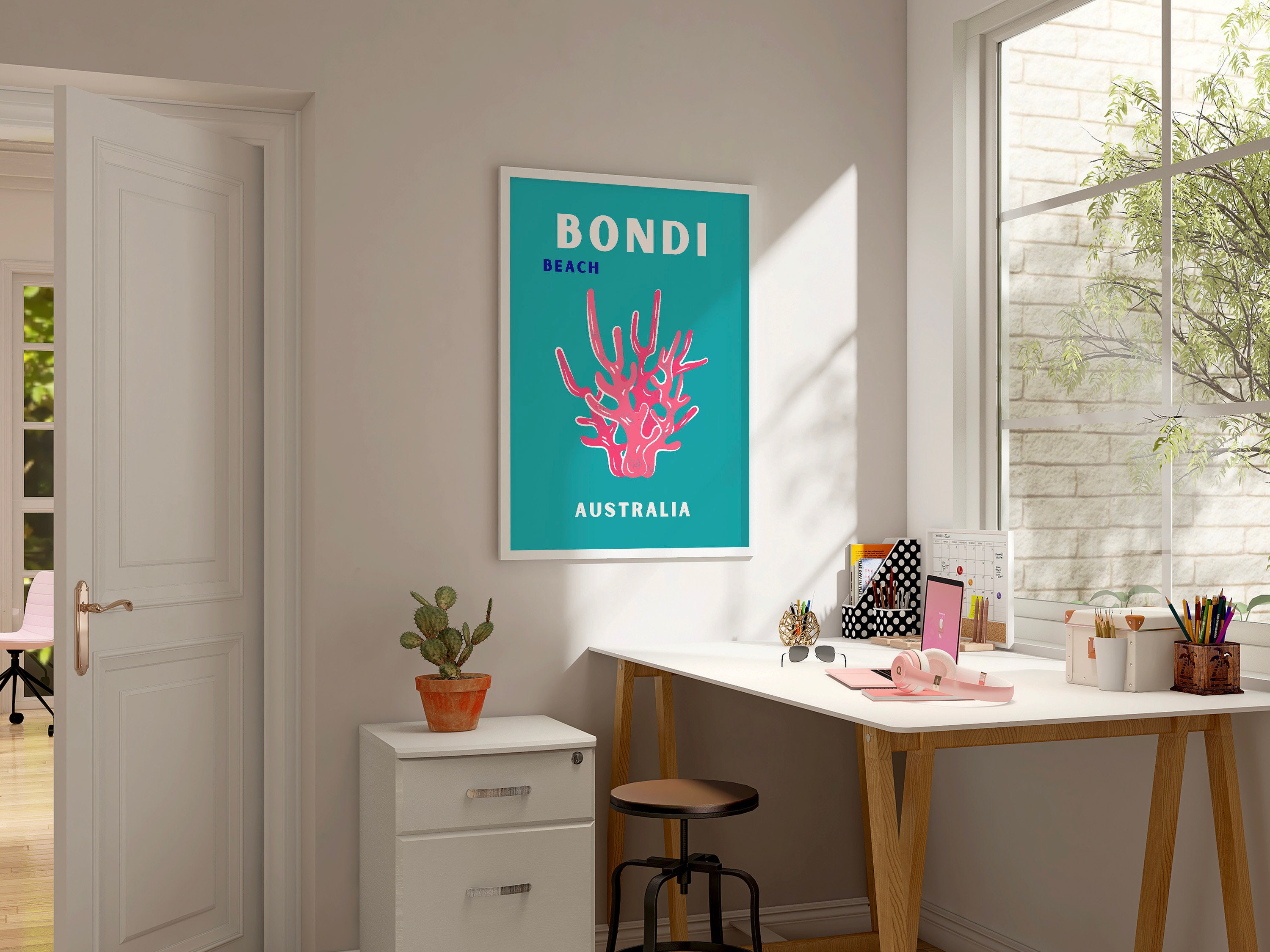 Preppy Beach Posters Set of 3 Prints Blue Girly Wall Art Beachy Room ...