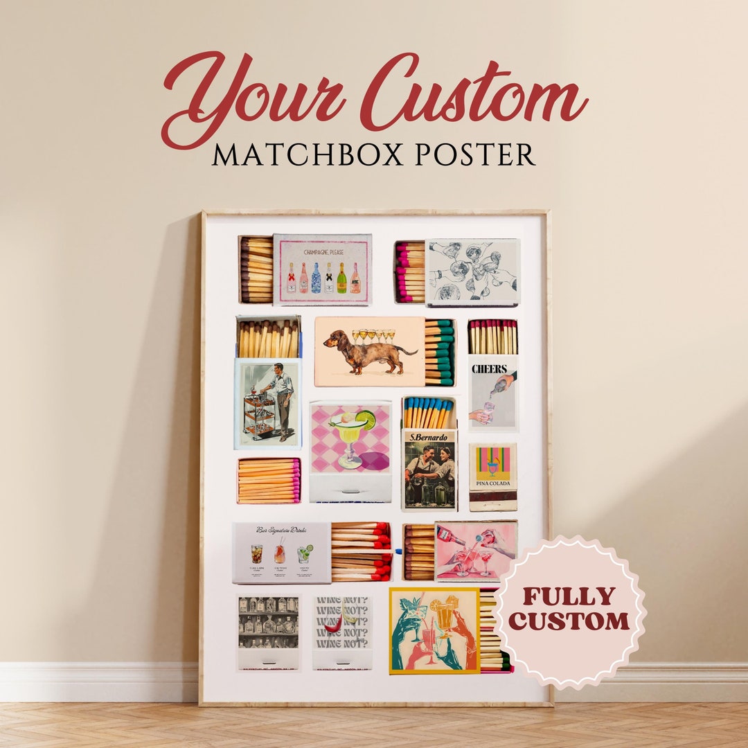 Custom Matchbox Print, Trendy Matches Poster, Retro Matchbox Wall Art ...