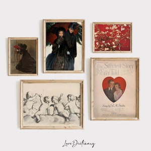 Vintage Valentines Prints Gallery Wall Set of 14, Valentines Poster ...