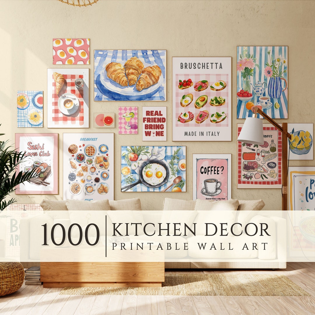 Kitchen Gallery Wall Set of 1000, Kitchen Wall Art, Food Prints, Modern ...