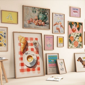 Kitchen Gallery Wall Set of 600, Kitchen Wall Art, Food Prints, Modern ...