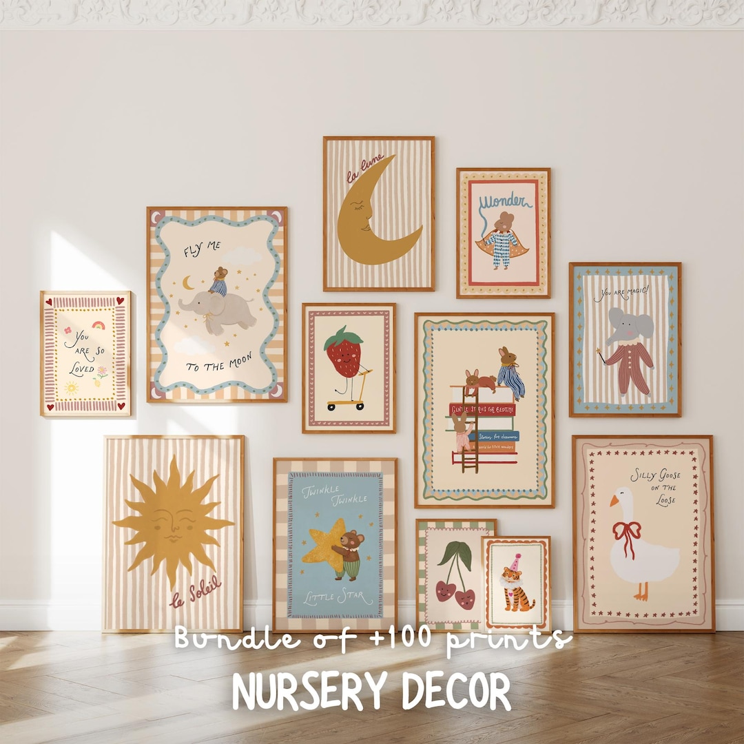 Boho Nursery Wall Art Bundle, Neutral Gender Neutral Prints (digital ...