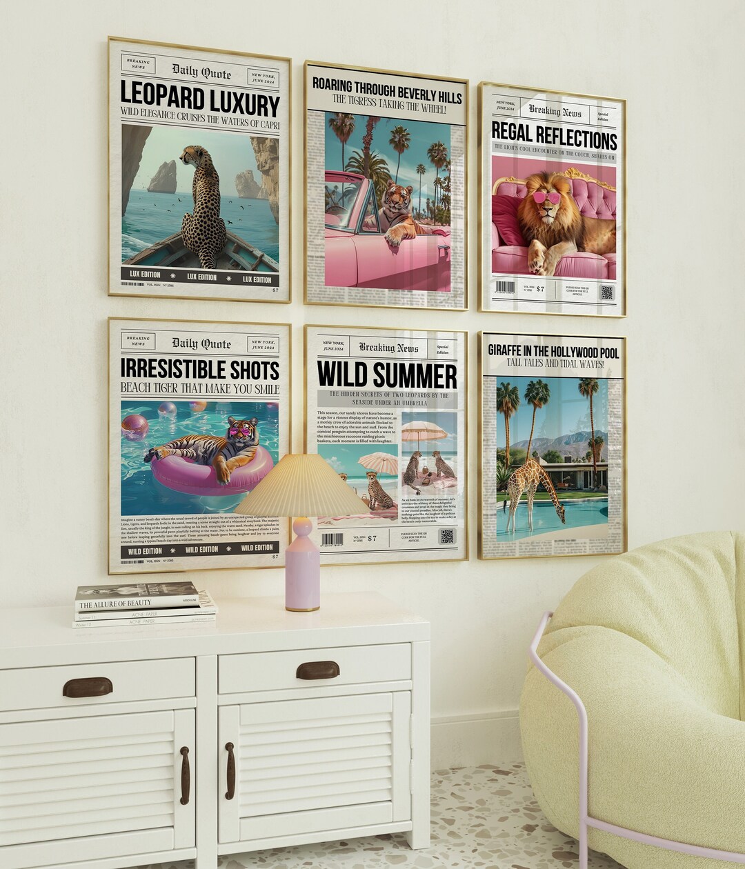 Newspaper Print, Trendy Wall Art, Colorful Wall Art, Maximalist Wall ...