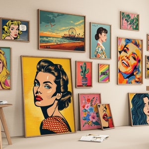 300 Retro Pop Art Wall Collage Kit, Vintage Pop Art Photos Prints, Pop ...