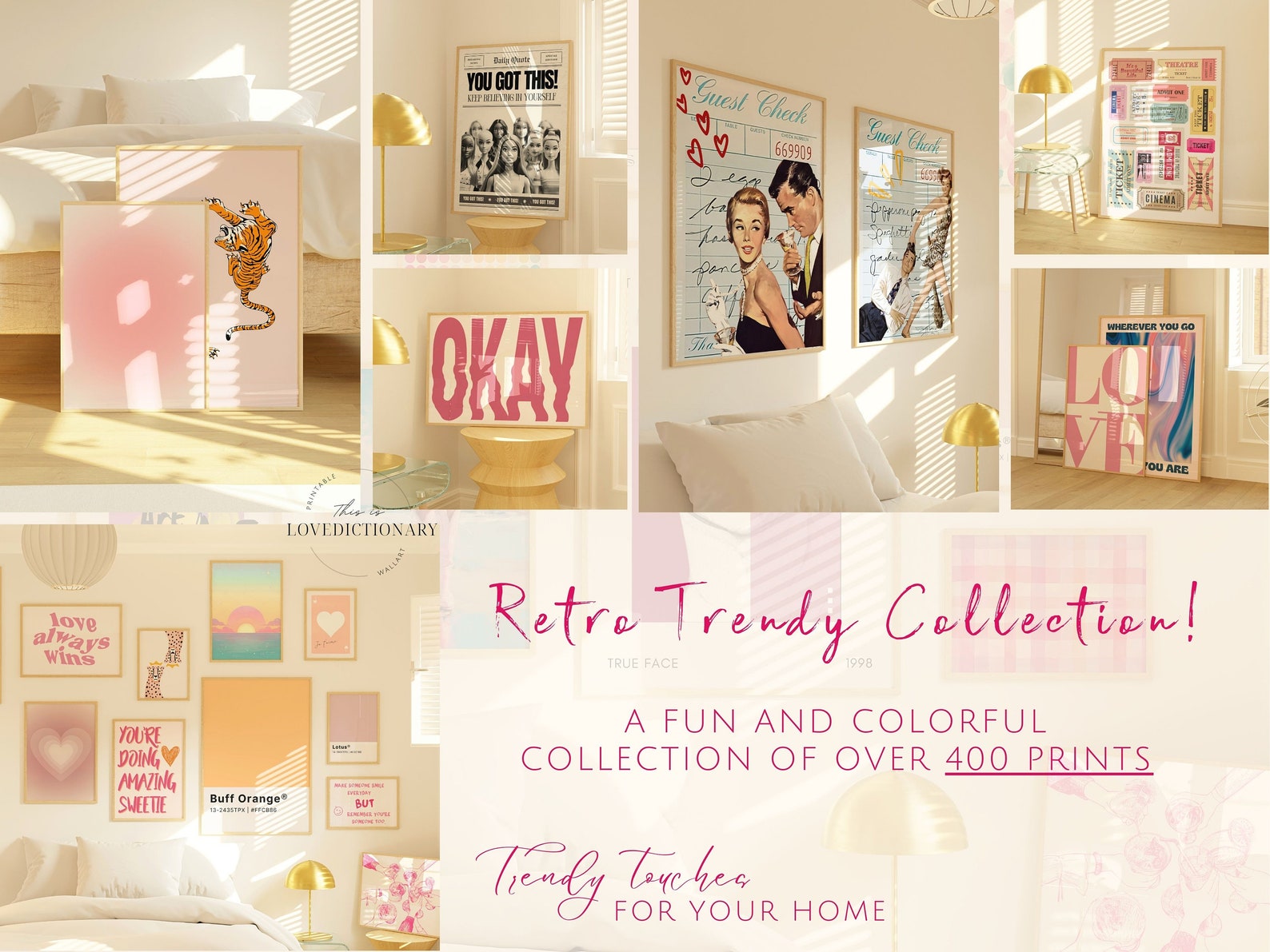 Eclectic Gallery Wall Art Set, Maximalist Trendy Prints (digital ...