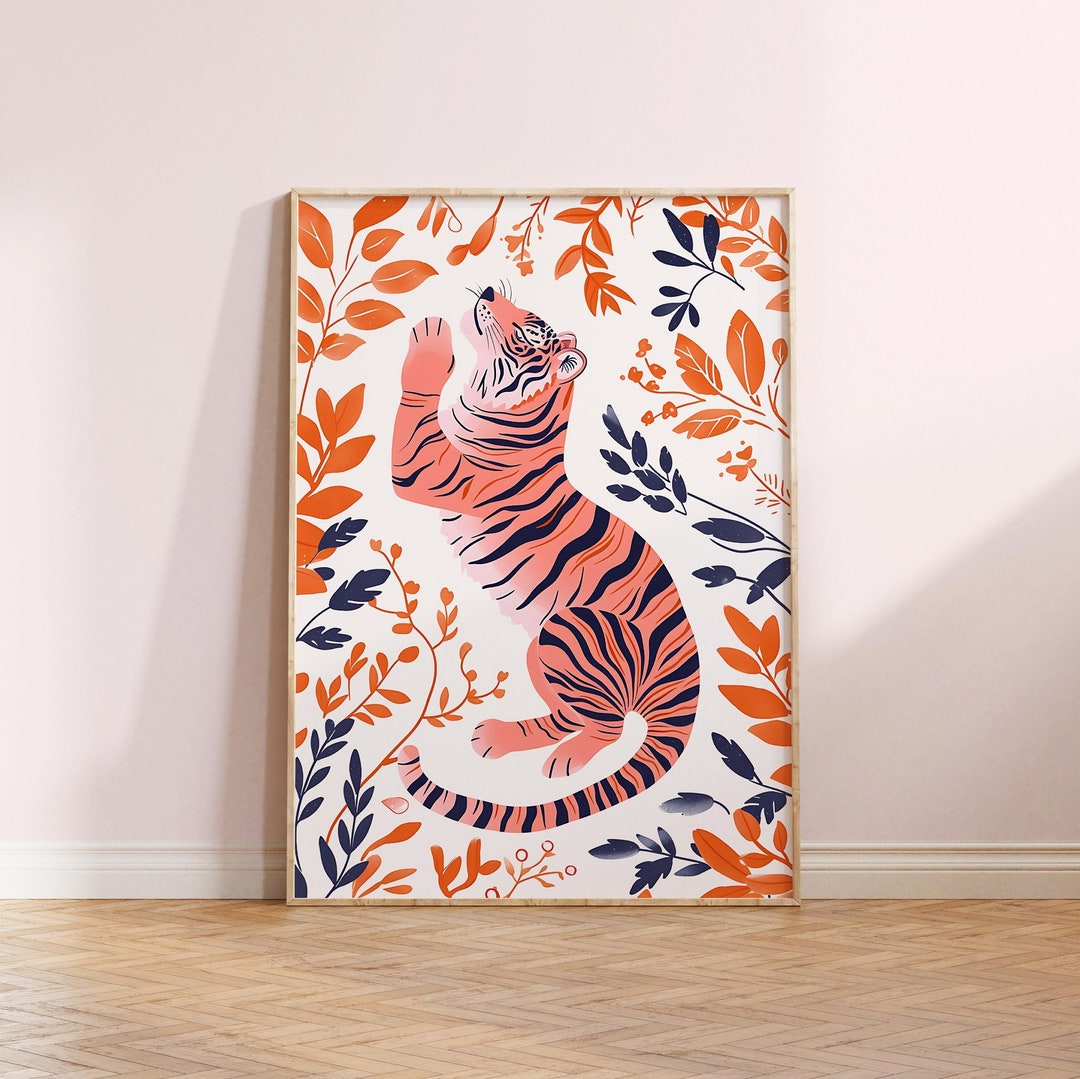 Tiger Art Print, Jungle Illustration, Animal Wall Art, Safari Animals ...
