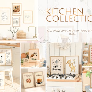 Kitchen Gallery Wall Set of 250, Kitchen Wall Art, Food Prints, Modern ...