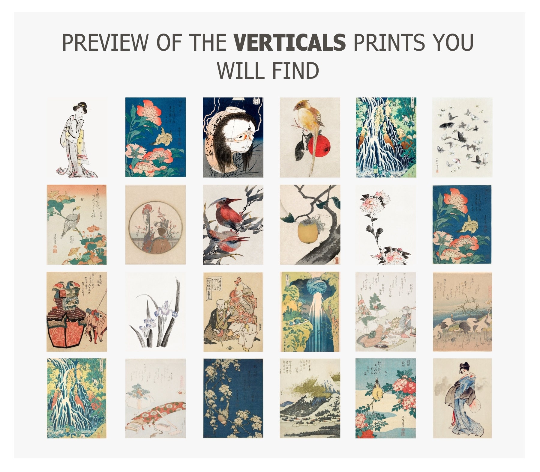 Maximalist Japanese Wall Art, Eclectic Vintage Gallery Wall Set ...