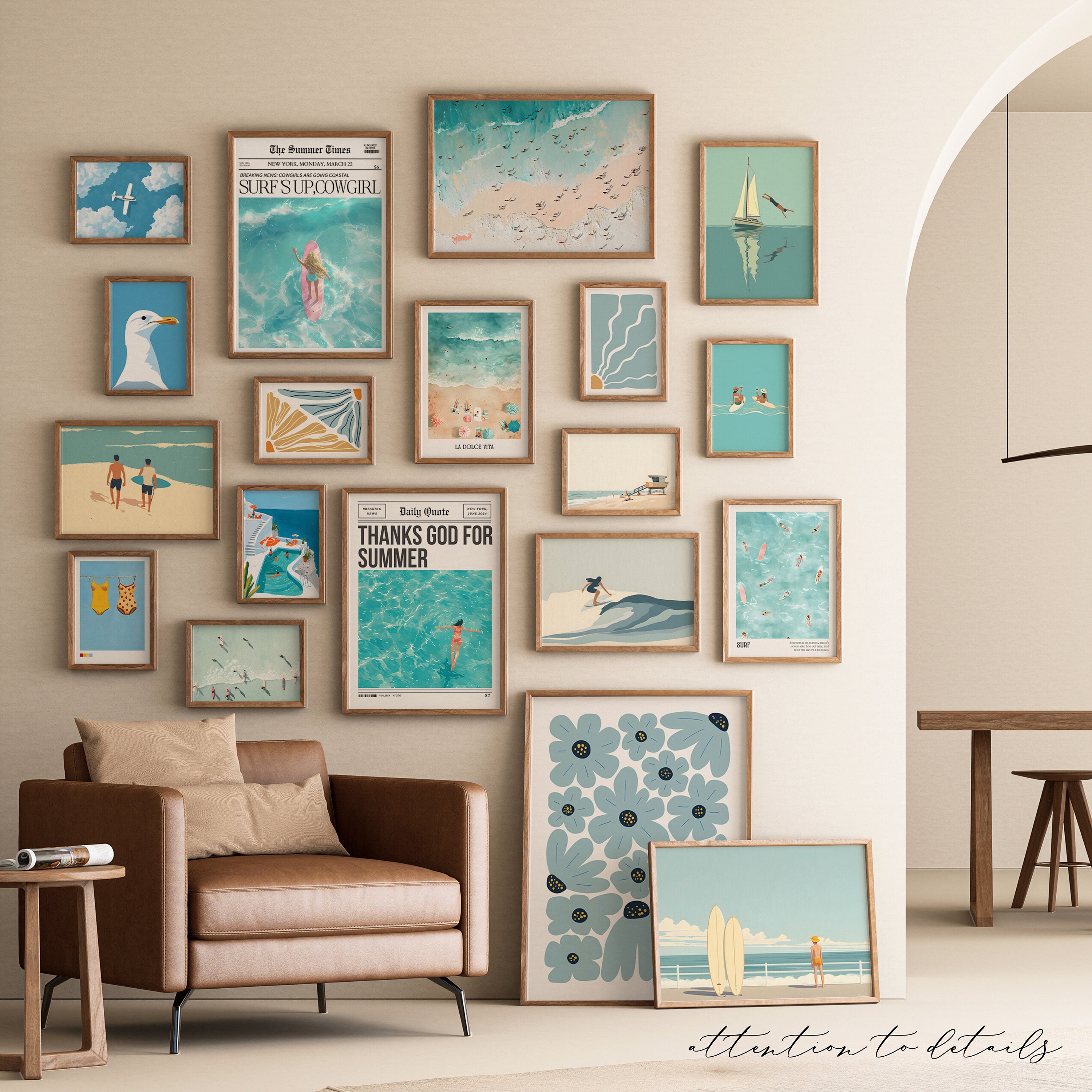Set of 650 Coastal Beach Surf Gallery, Coastal Wall Art, Maximalist ...