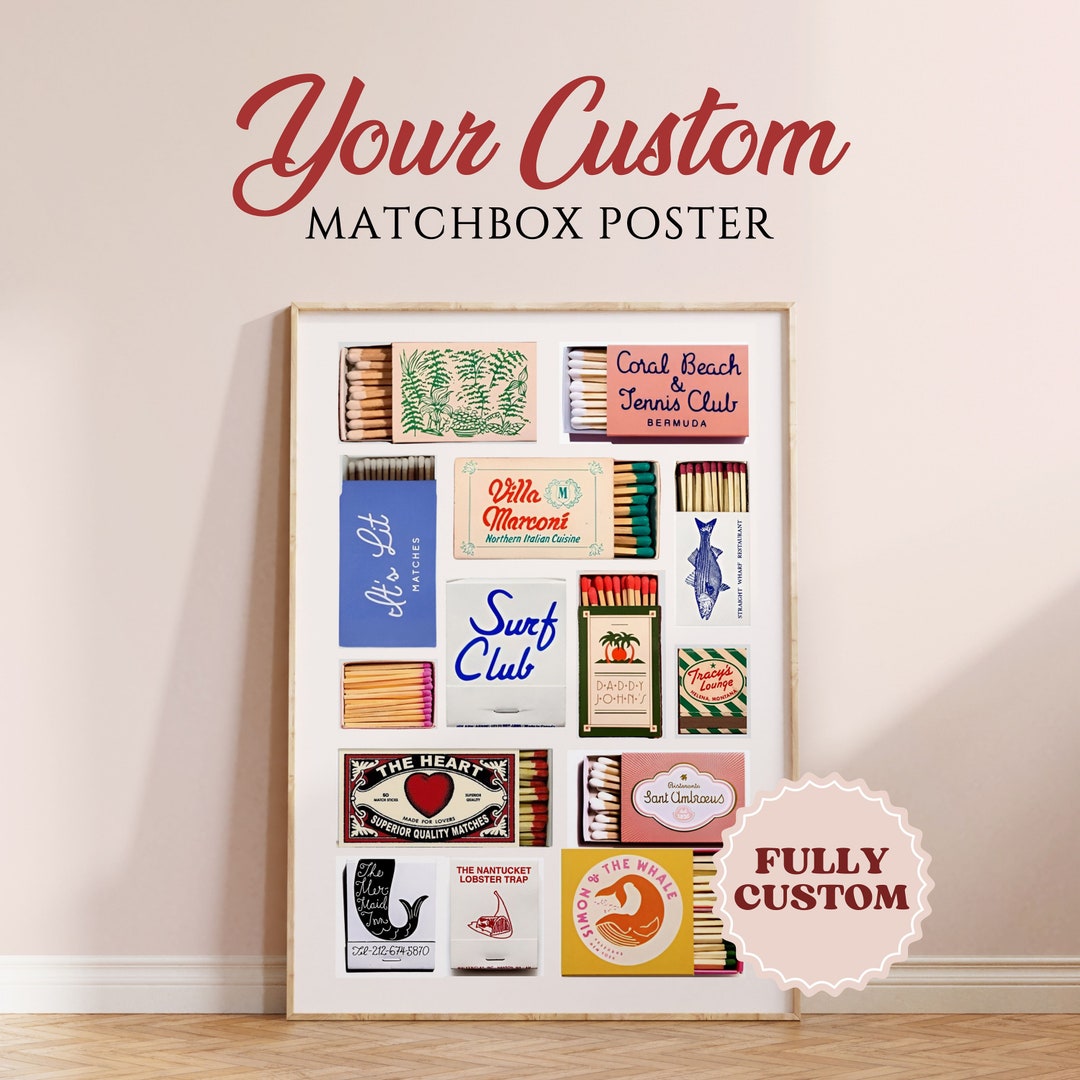 Custom Matchbox Print, Trendy Matches Poster, Retro Matchbox Wall Art ...