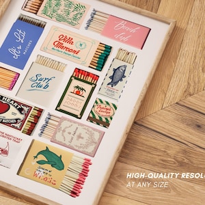 Vintage Matchbox Print, Trendy Matches Poster, Retro Matchbook Wall Art ...