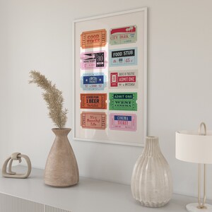 Trendy Wall Art, Pink Retro Print, Life Ticket Stub Poster, Printable College Apartment Poster ...