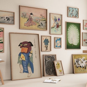Maximalist Japanese Wall Art, Eclectic Vintage Gallery Wall Set ...