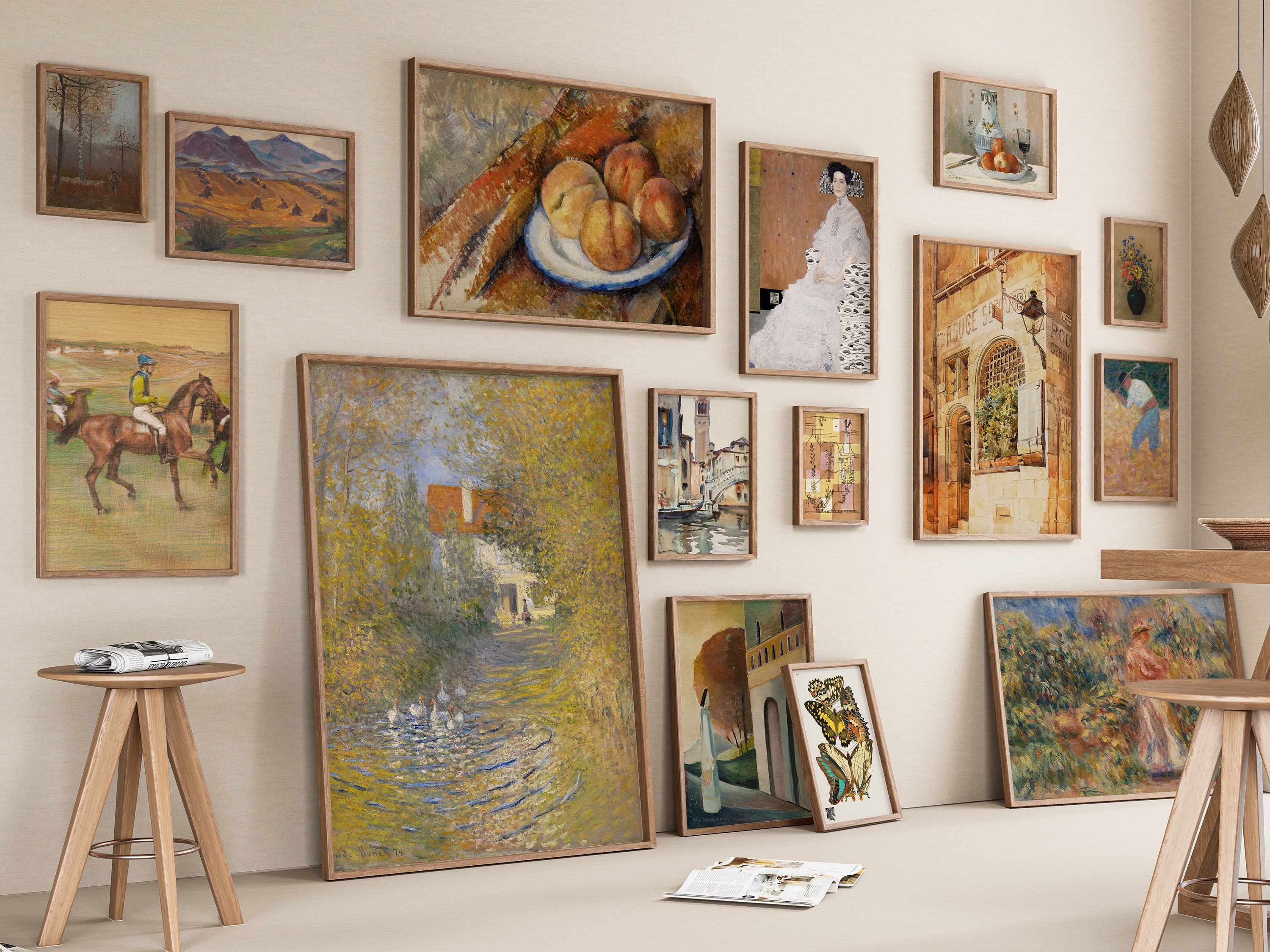Antique Autumn Landscape Painting Set, Eclectic Gallery Wall Art ...