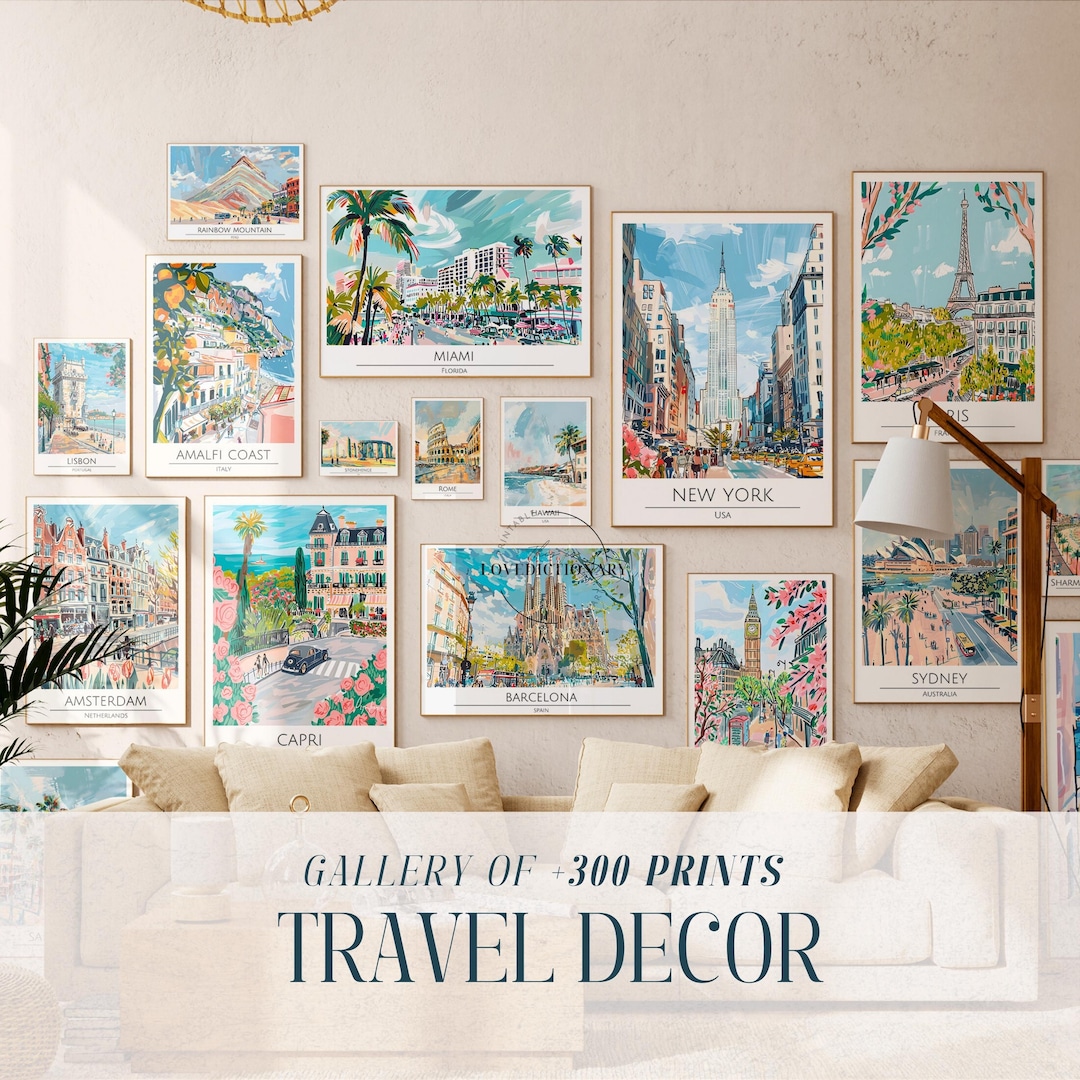 MEGA BUNDLE of 300, Travel Poster, Trendy Wall Art, Retro Travel Print ...