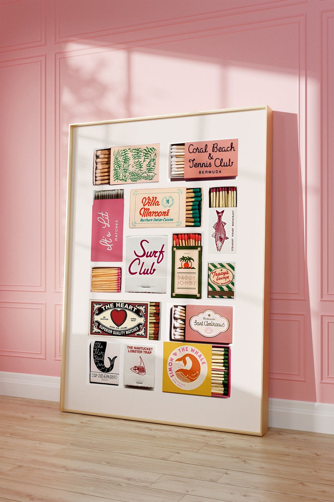 Vintage Matchbox Print, Trendy Matches Poster, Retro Matchbook Wall Art ...