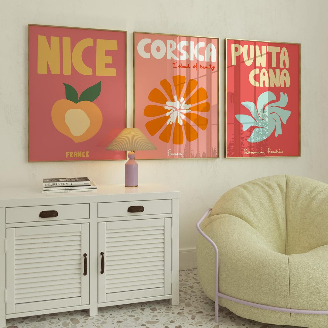 Preppy Beach Posters Set of 3, Preppy Travels Wall Art, College Room ...