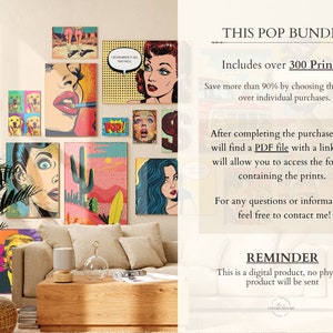 300 Retro Pop Art Wall Collage Kit, Vintage Pop Art Photos Prints, Pop ...