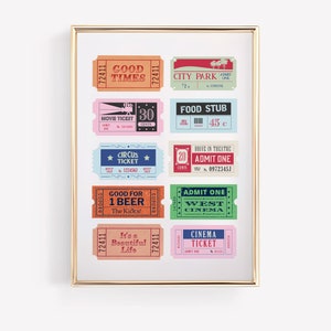 Trendy Wall Art, Pink Retro Print, Life Ticket Stub Poster, Printable College Apartment Poster ...
