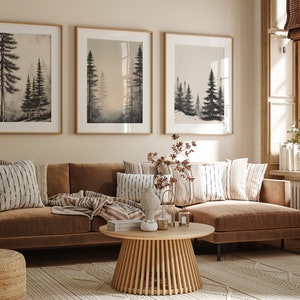 3 Rustic Fir Tree Sketches | Minimalist Wall Art | Botanical Prints ...
