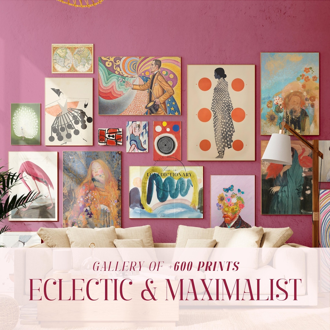 Eclectic Gallery Wall Art Set, Vintage Maximalist Prints (digital ...