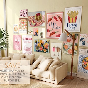 Kitchen Gallery Wall Set of 250, Kitchen Wall Art, Food Prints, Modern ...
