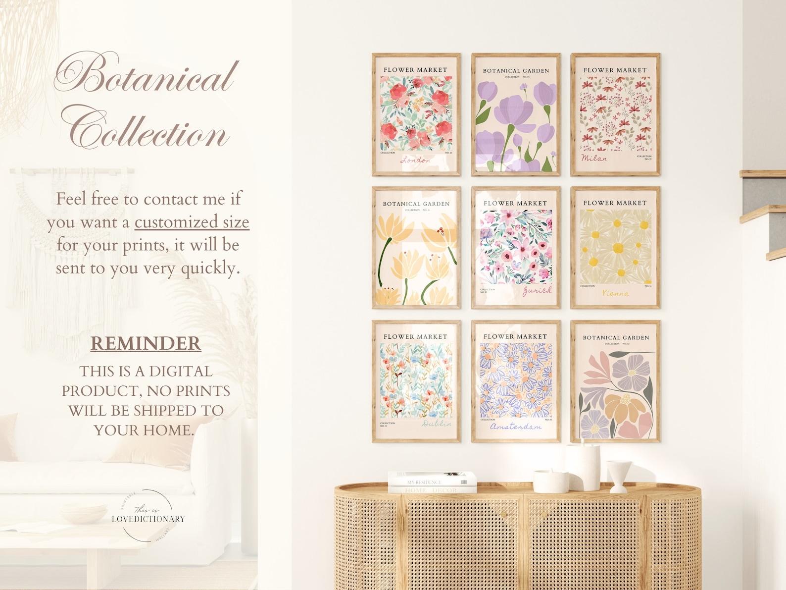 100 Flower Market Botanical Art Prints, Gallery Wall Set (digital ...