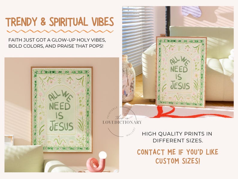 Green Floral Christian Wall Art, Bible Quote Print (digital Download ...