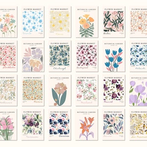 Flower Market Print Set of 100 Flower Gallery Wall Set, Trendy Floral ...