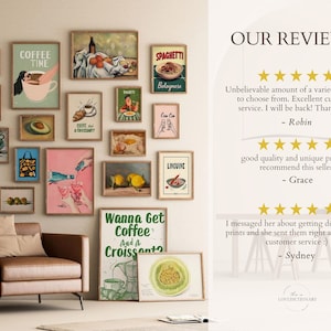 Kitchen Gallery Wall Set of 250, Kitchen Wall Art, Food Prints, Modern ...