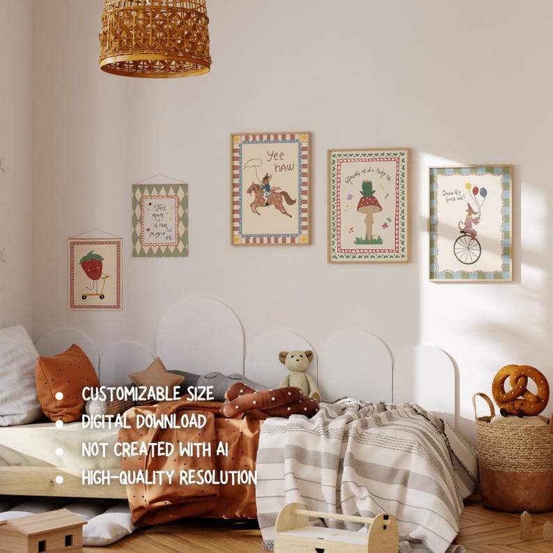 Boho Nursery Wall Art Bundle, Neutral Gender Neutral Prints (digital ...