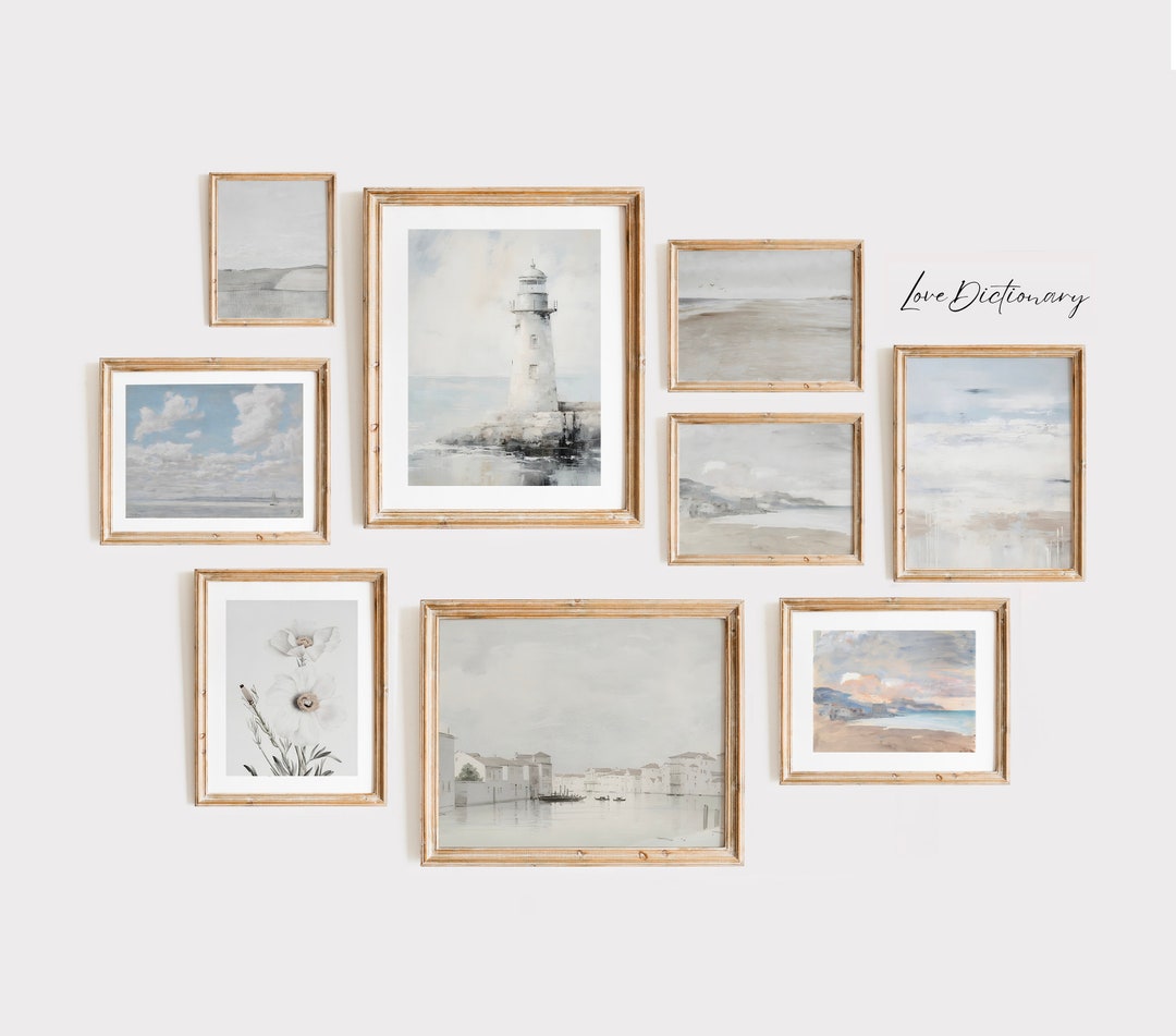 9 White Muted Vintage Prints, Neutral Print, Farmhouse Wall Decor ...